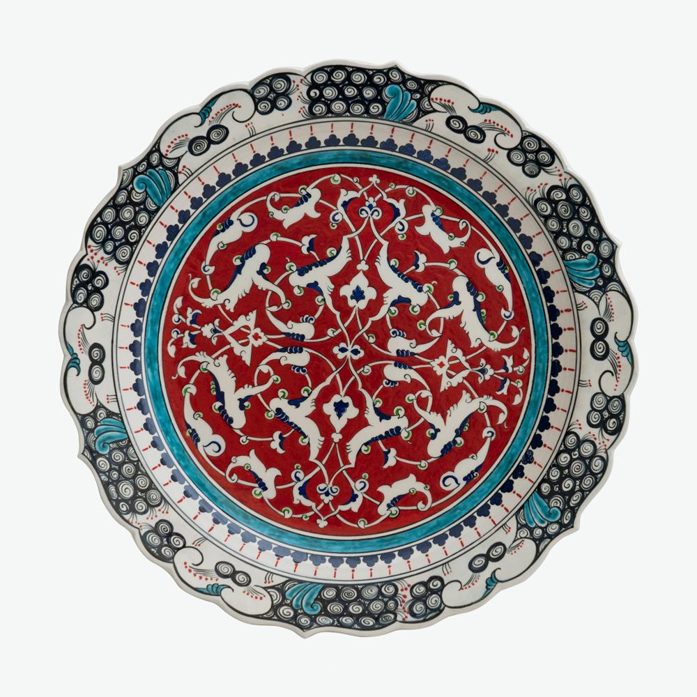 16th Century Iznik Ceramic Plate - Water Waves Pattern [17.91"]