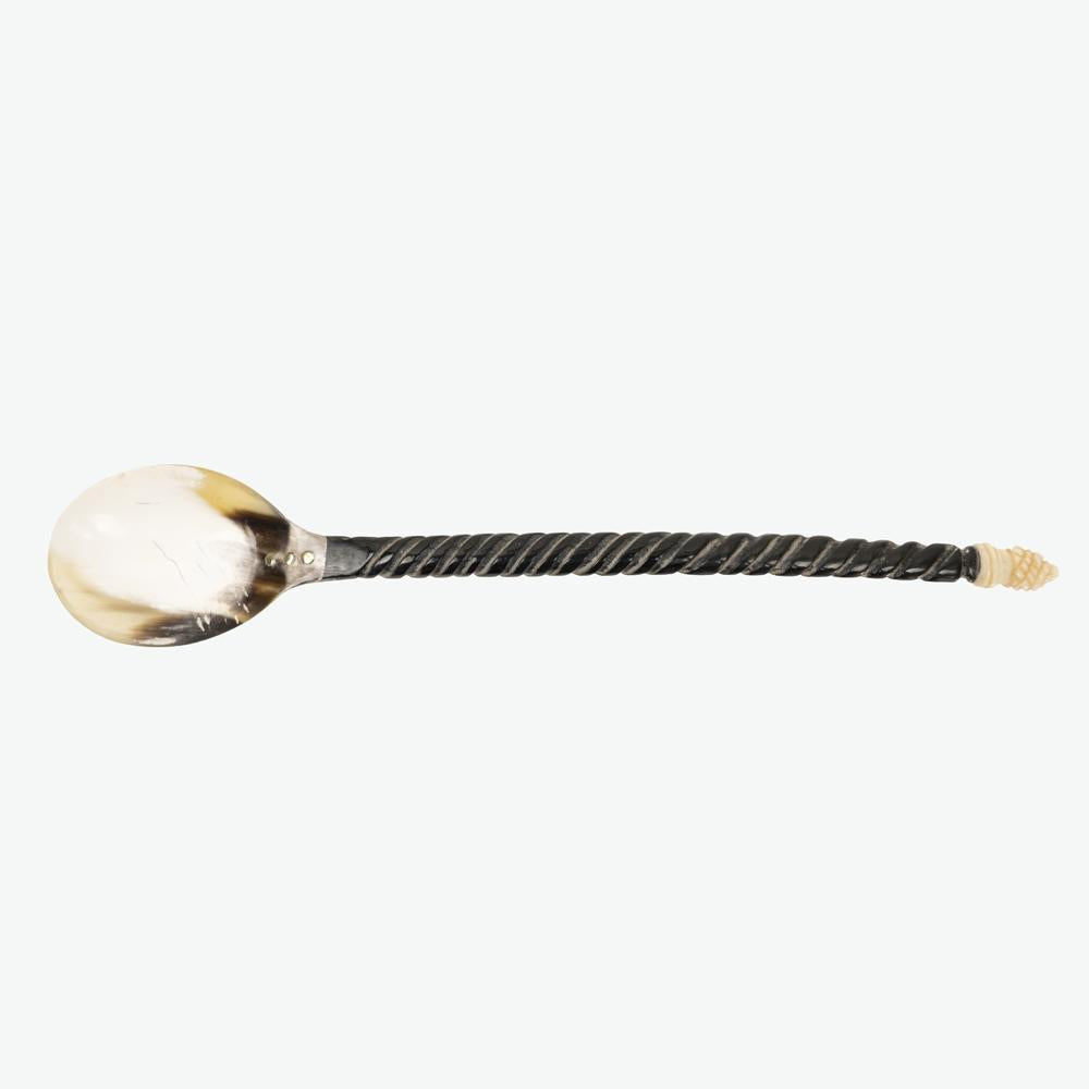 Ottoman Horn Spoon with Ebony Handle - Helix Pattern