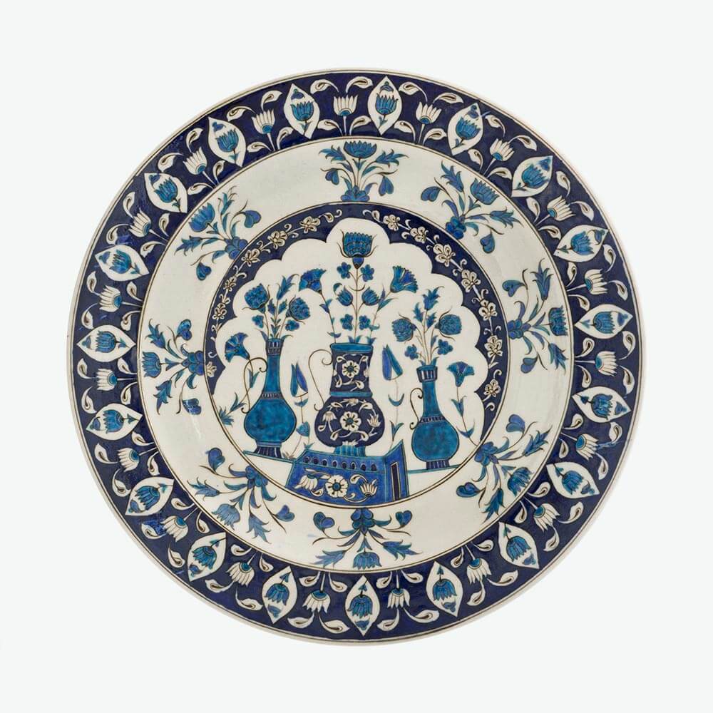 16th Century Iznik Ceramic Plate - Miniatures [14.17"]