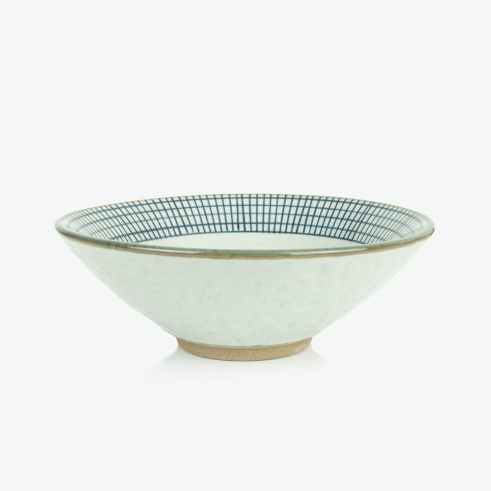Ceramic Bowl - Blue Square Pattern