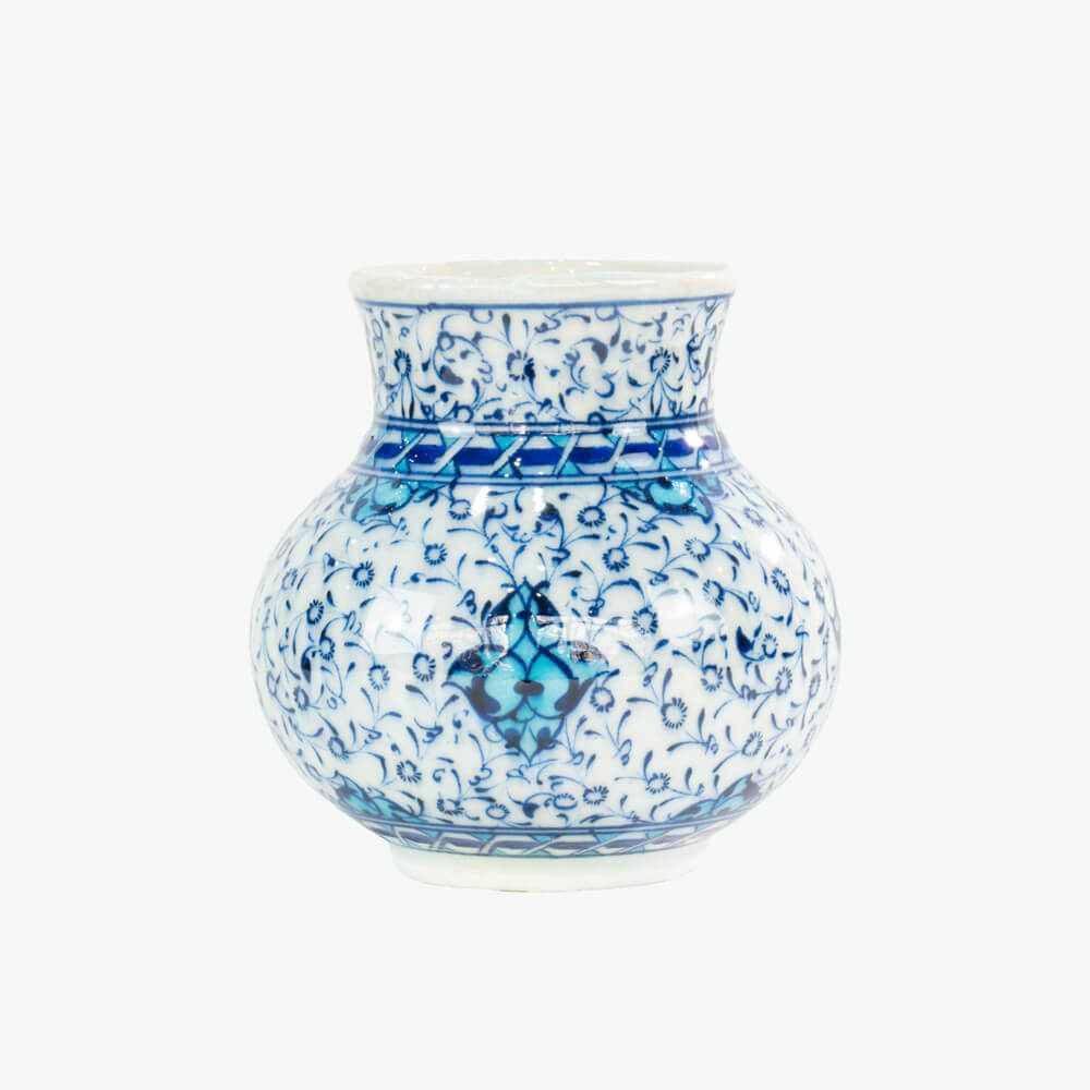 İznik Çini Vazo - Rumili, Haliç İşi [11 cm x 12 cm]