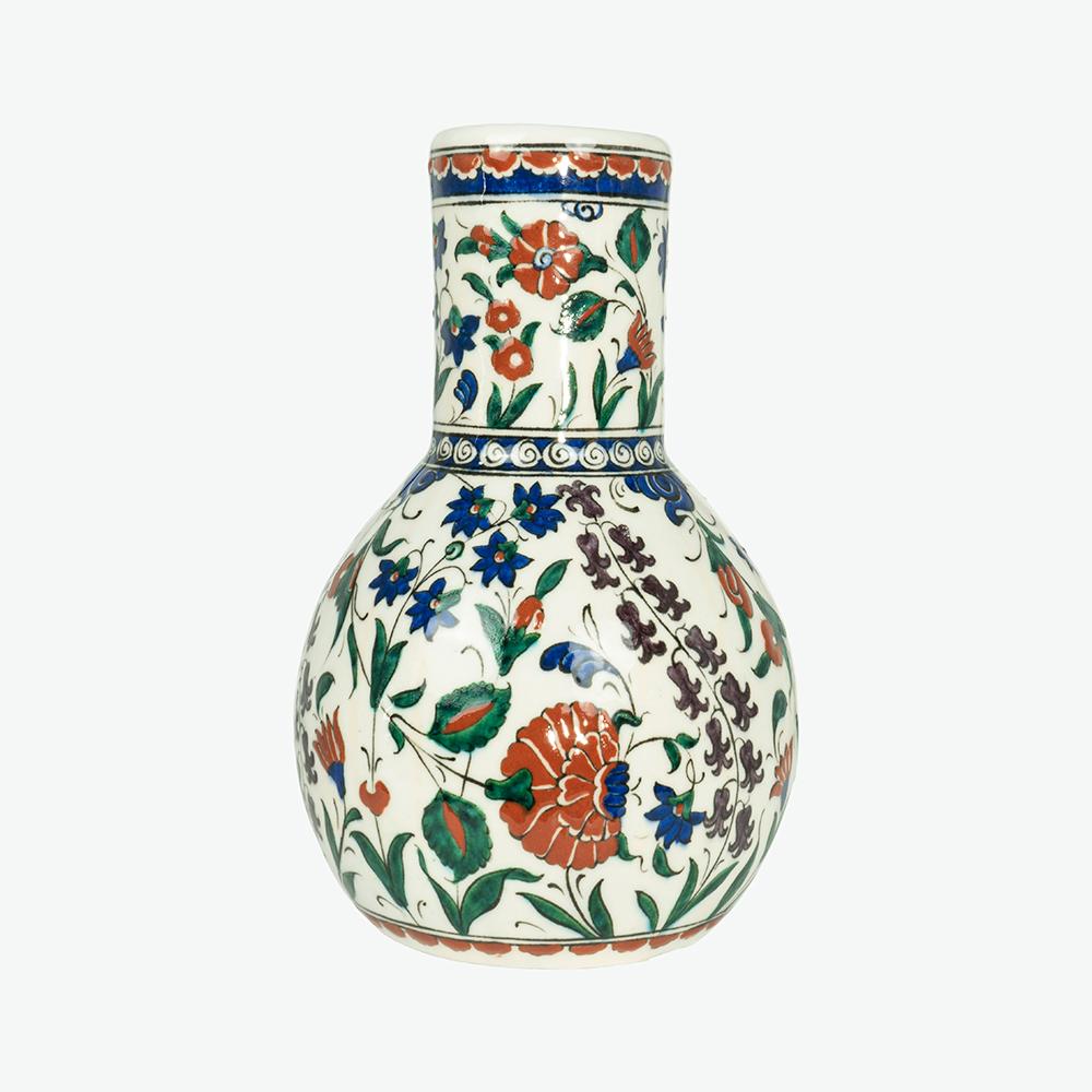 Iznik Ceramic Vase - Rose & Hyacinth Pattern [3.93" x 8.26"]